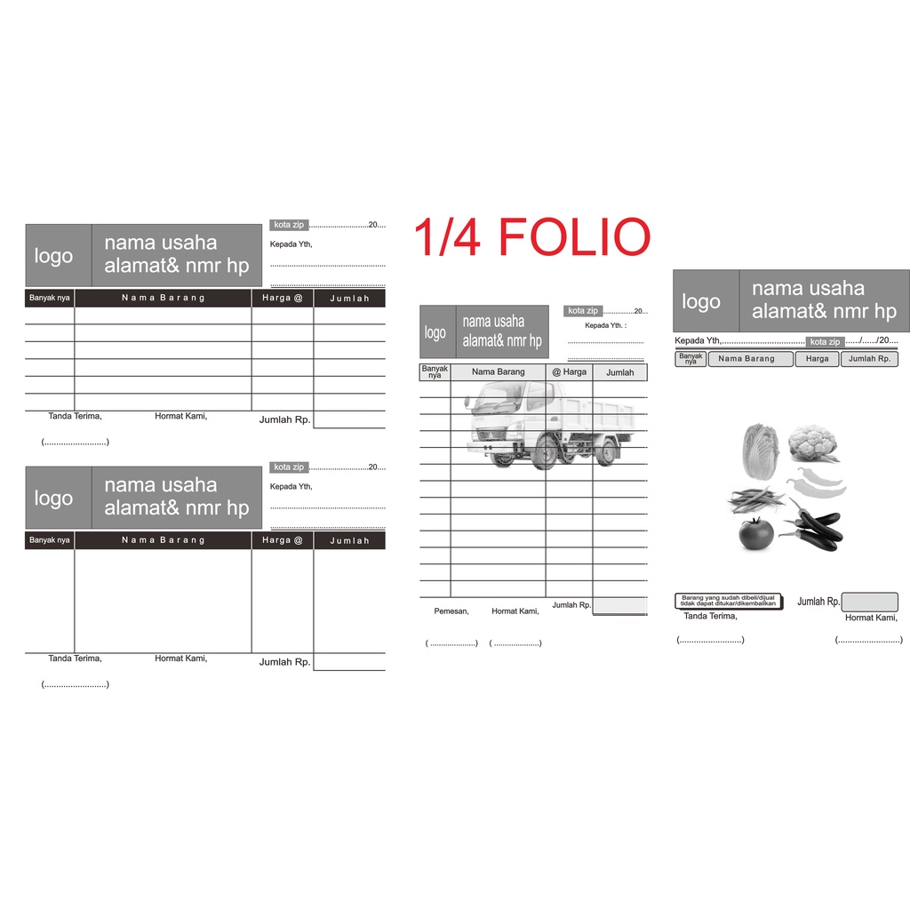 Jual Nota 1/4 Folio, Nota Custom, Nota Jual Beli, Nota Toko, Dengan ...