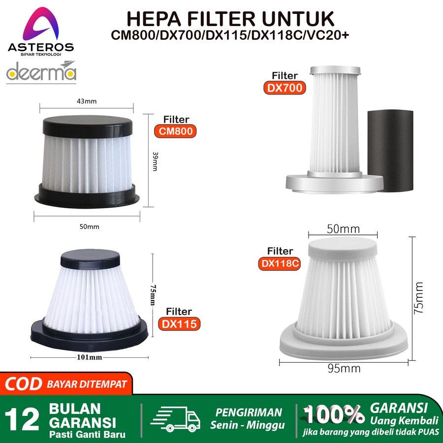 Jual DEERMA Filter Hepa Vacuum Cleaner For DX118C DX115C CM800 DX700 ...