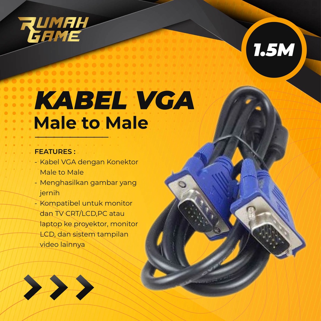 Jual Kabel vga 1.5 meter - Kabel VGA to VGA Male / Male (Cowo/Cowo) Kabel LCD & LED Murmer Vga 1 ...