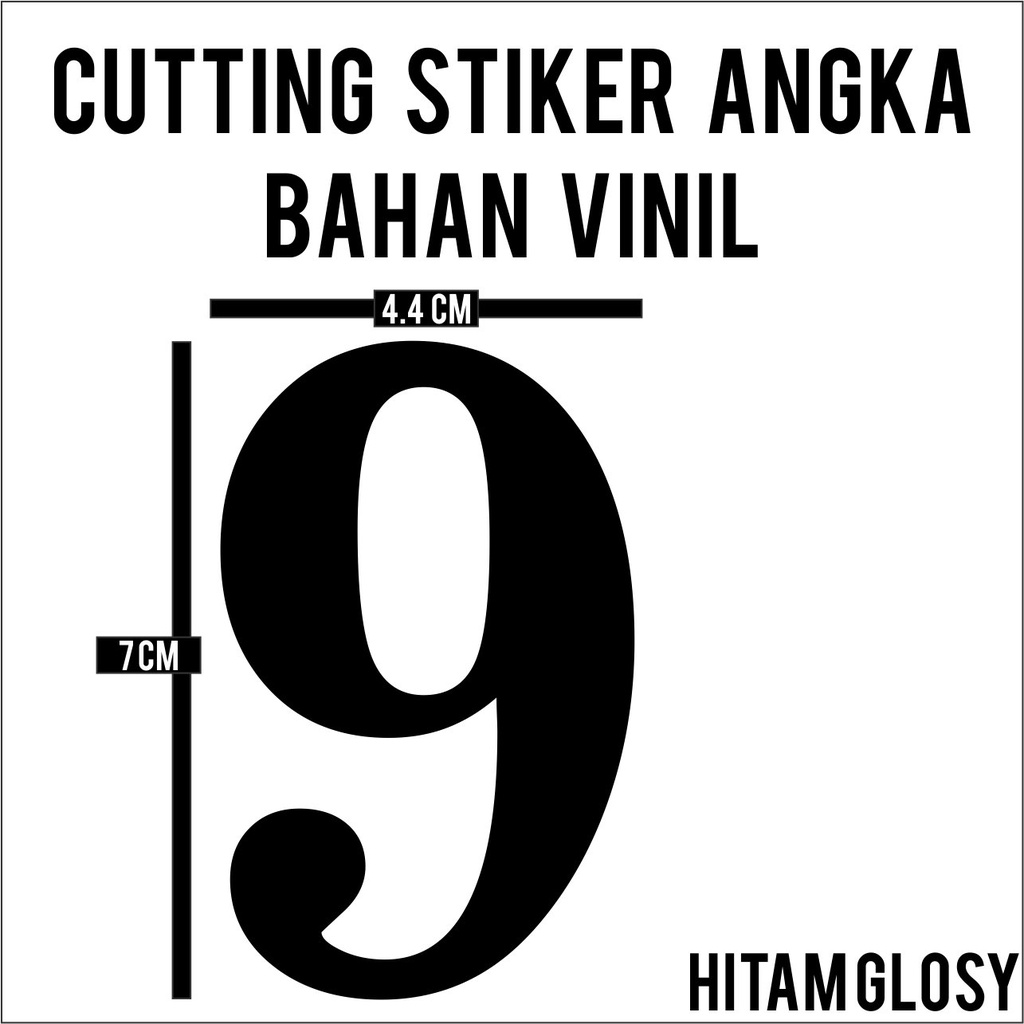Jual sticker cutting angka warna hitam glossy satuan - cutting stiker ...