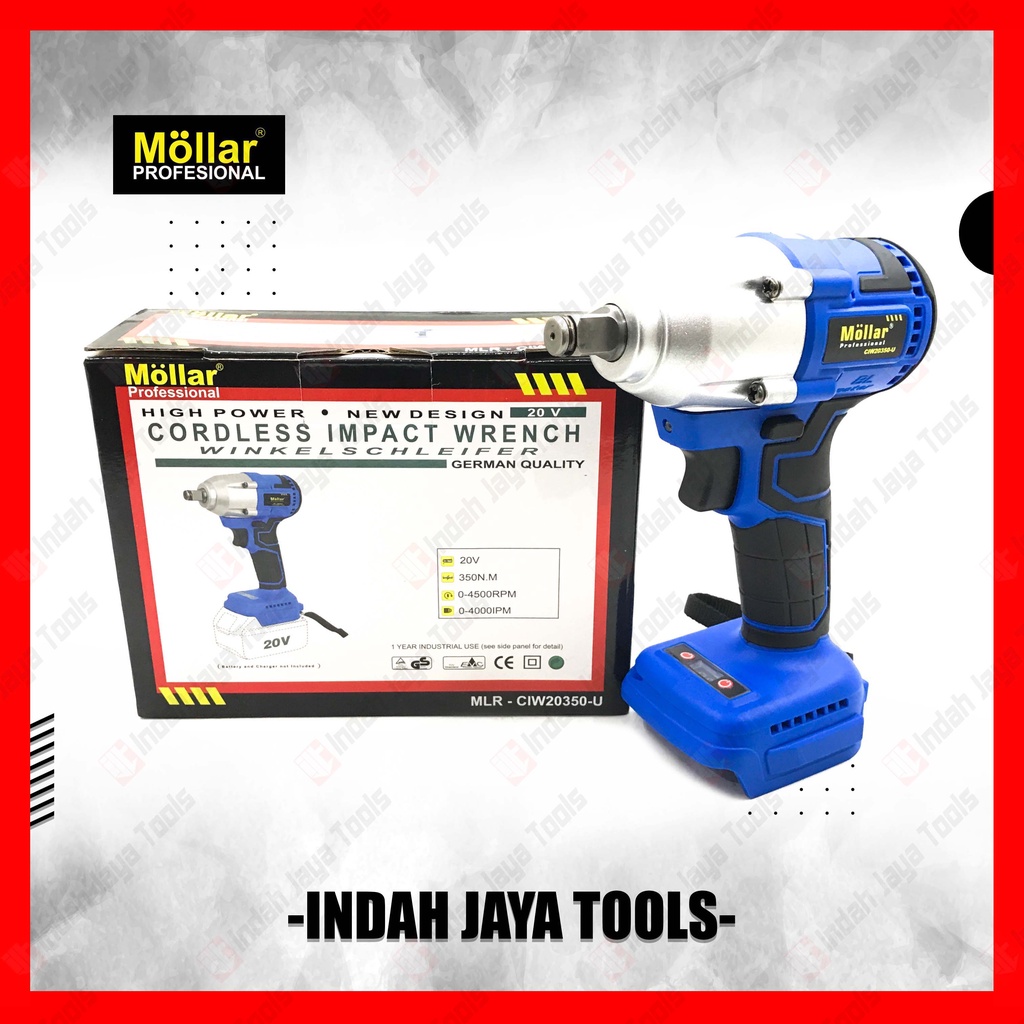 Jual MOLLAR CIW20350-U Cordless Impact Wrench 20V Mesin Buka Baut ...