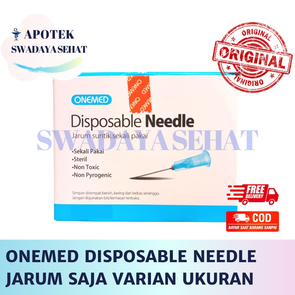 Jual ONEMED DISPOSABLE NEEDLE1 JARUM Saja Satuan Only Medis P3K Varian Ukuran 23G 25G 18G 27G ...
