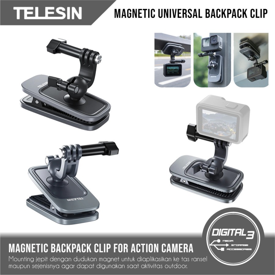 Jual Telesin Magnetic Backpack Clip Mount Holder GoPro DJI Action ...
