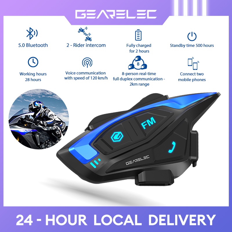 Jual GEARELEC Shark Sepeda motor Bluetooth Intercom Headset 2 Orang ...