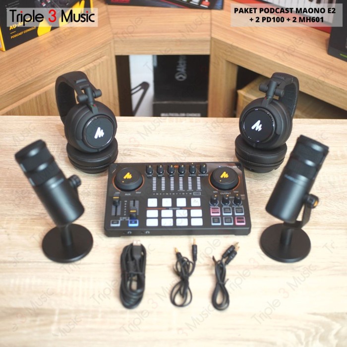 Jual Paket Podcast 2 Orang Maono E2 With PD100 Broadcast mic dual ...