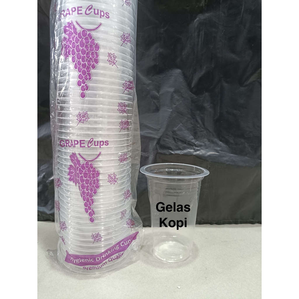 Jual GELAS MINUM / GELAS KOPI PLASTIK MERK GRAPE ISI 50PCS (PER PACK ...