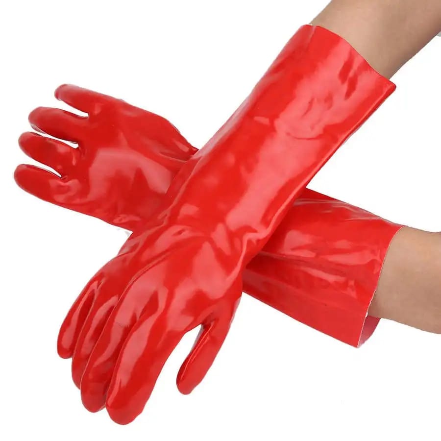 Jual SARUNG TANGAN PVC MERAH KIMIA 14 INCH CHEMICAL RED GLOVES BAHAN ...