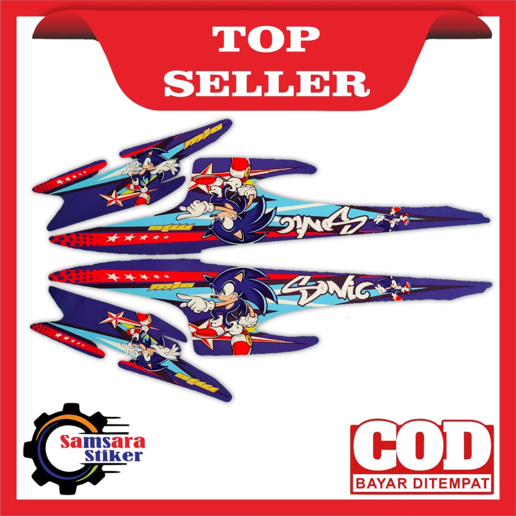 Jual Stiker Motor Yamaha Mio Sporty Variasi Sonic Biru | Shopee Indonesia