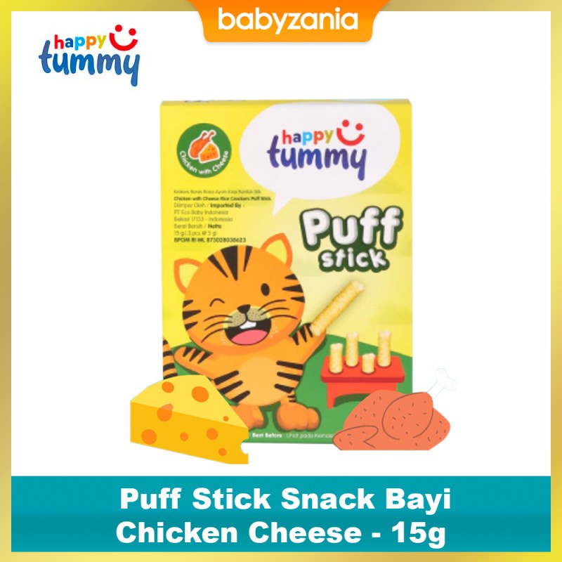 Jual Happy Tummy Puff Stick Snack Bayi Chicken with Cheese - 15 gr ...