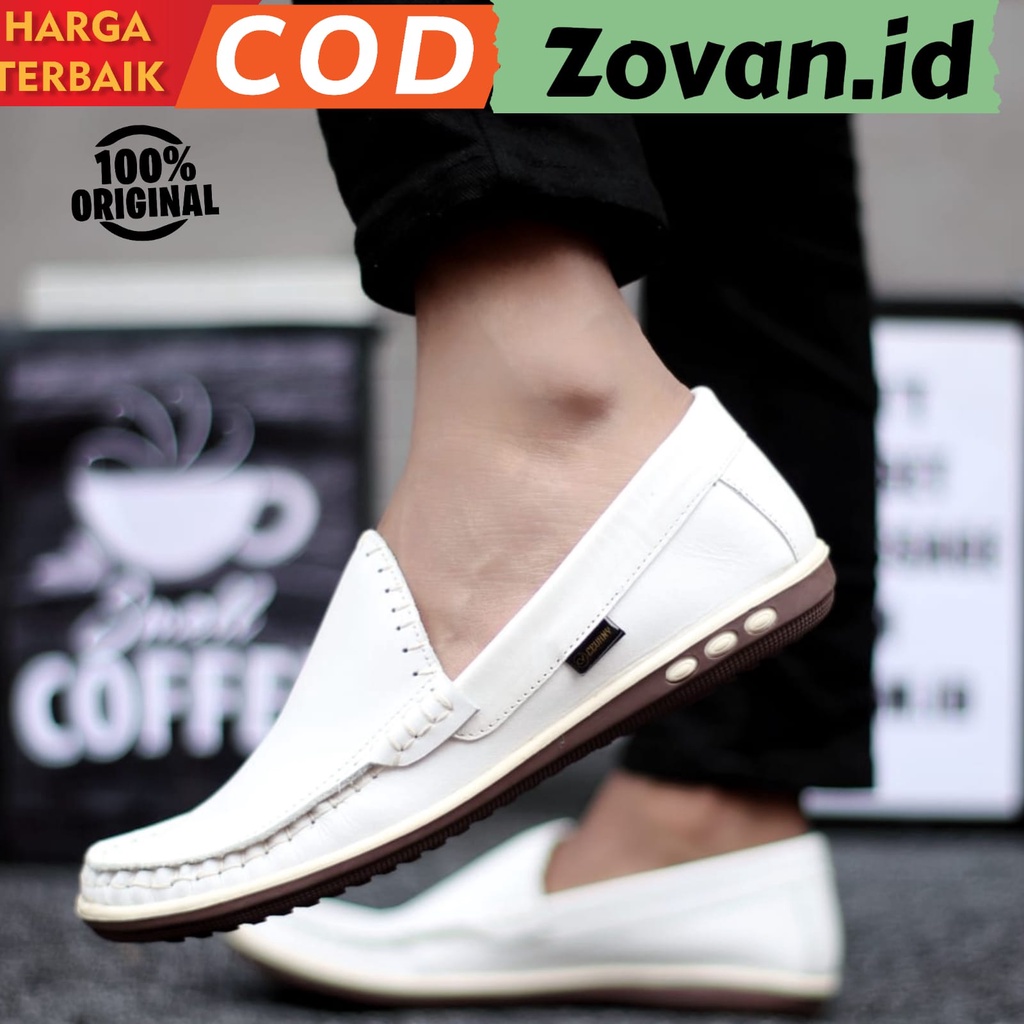 Jual ZOVAN X OSCAR - Sepatu Slop Putih Kulit Asli Pria Original ...