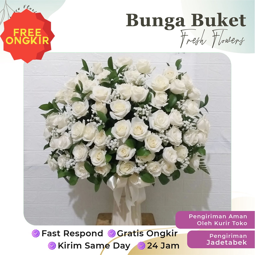 Jual Bunga Meja Mawar Putih Dukacita Get Well Soon | Shopee Indonesia