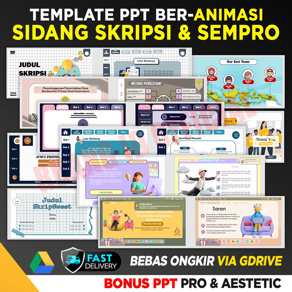 Jual Template Presentasi PPT Sidang Skripsi Sempro Animasi Aesthetic ...