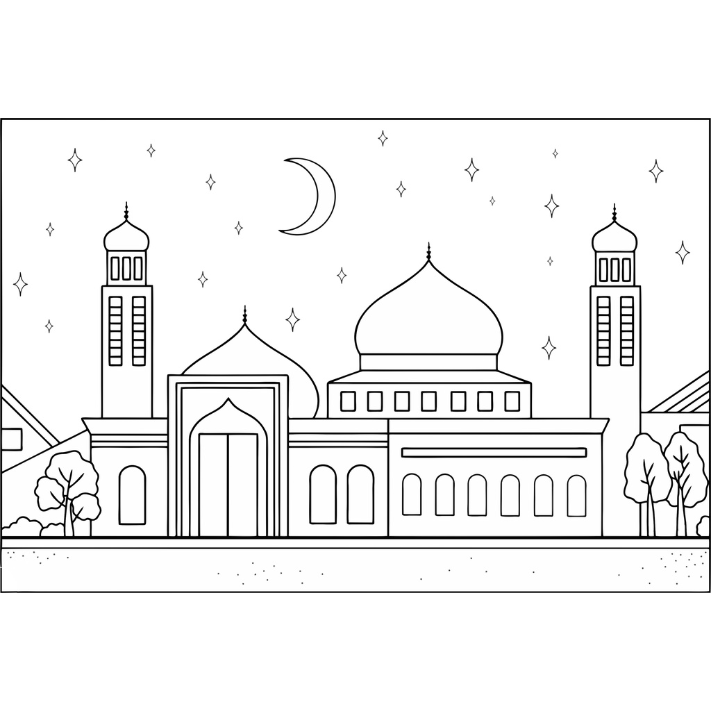Jual Gambar Mewarnai ~ ISLAMI MASJID / Seketsa Lukis / Drawing Sketch ...