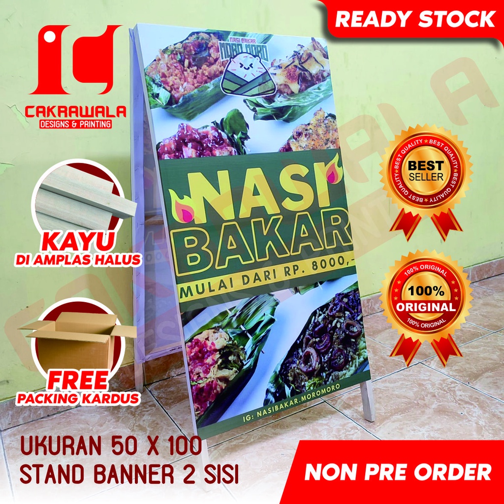 Jual STAND BANNER KAYU UKURAN NASI BAKAR 50 X 100 - BANNER KAYU ...