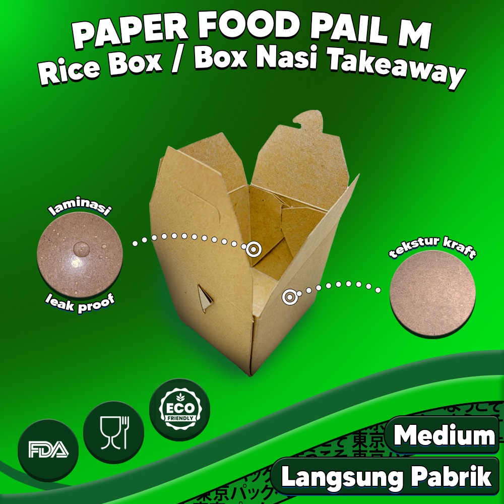 Jual FOOD PAIL M/RICE BOX PAPER M/FOOD PAIL BOX KRAFT MEDIUM GROSIR ...