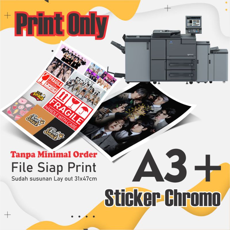 Jual Stiker Label Chromo A3+ tanpa minimal order /kemasan/fragile/ file ...