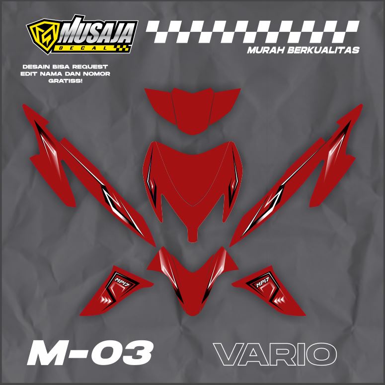 Jual Decal Vario 110 CW Karbu fullbody merah simple- Dekal vario karbu ...