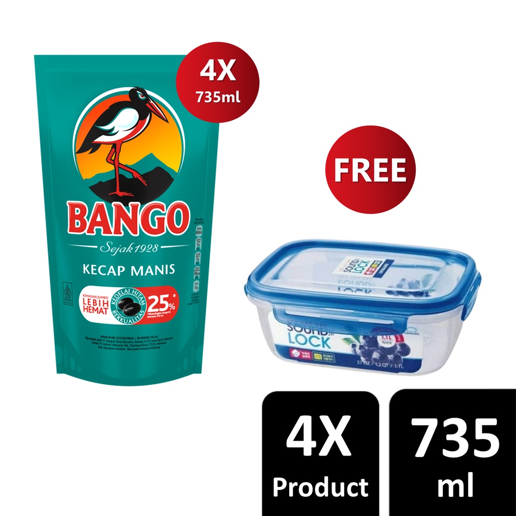 Jual Buy 4 Bango Kecap Manis 735ml FREE Lock & Lock Food Container ...