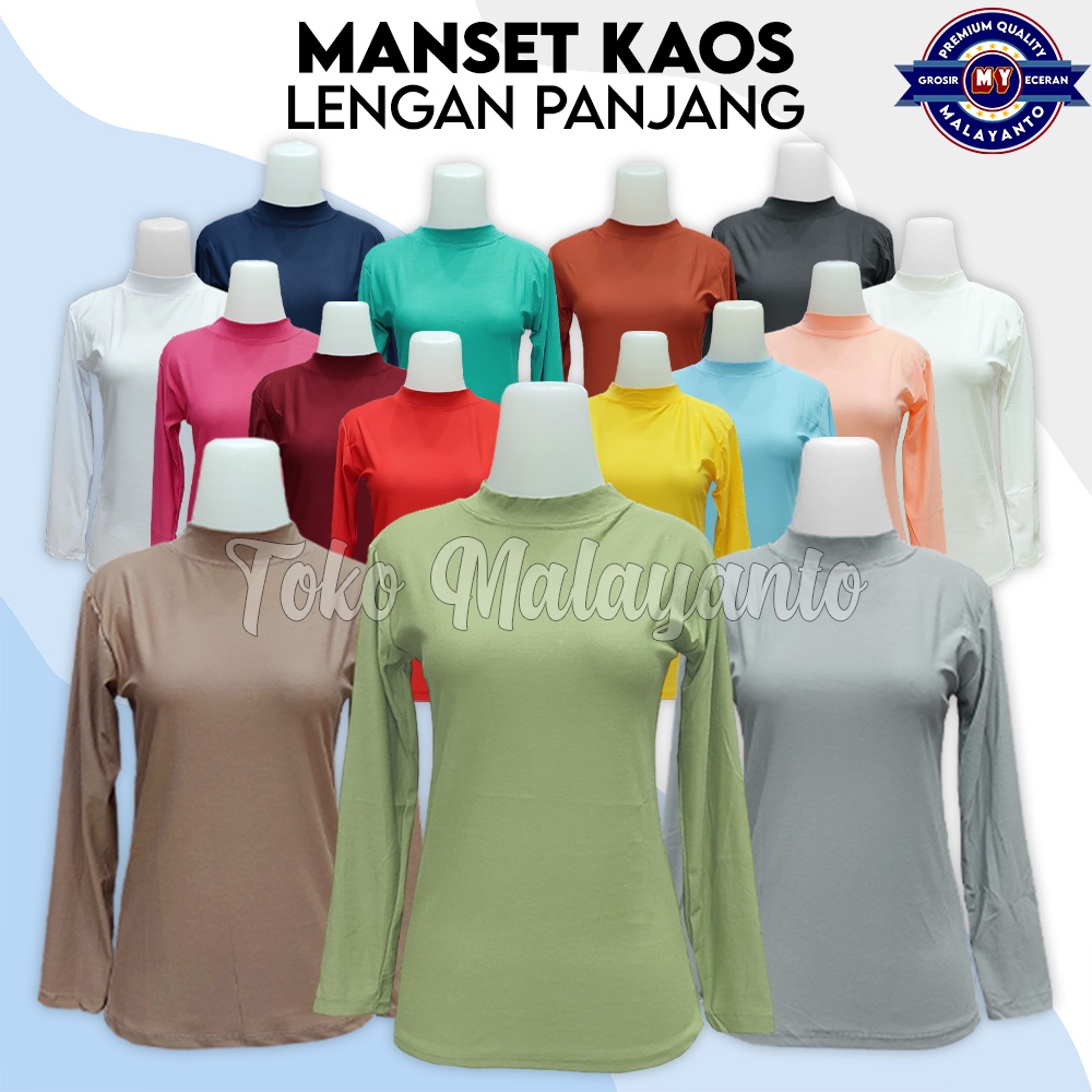 Jual Baju Manset Lengan Panjang Wanita Bahan Kaos Polos Dalaman ...