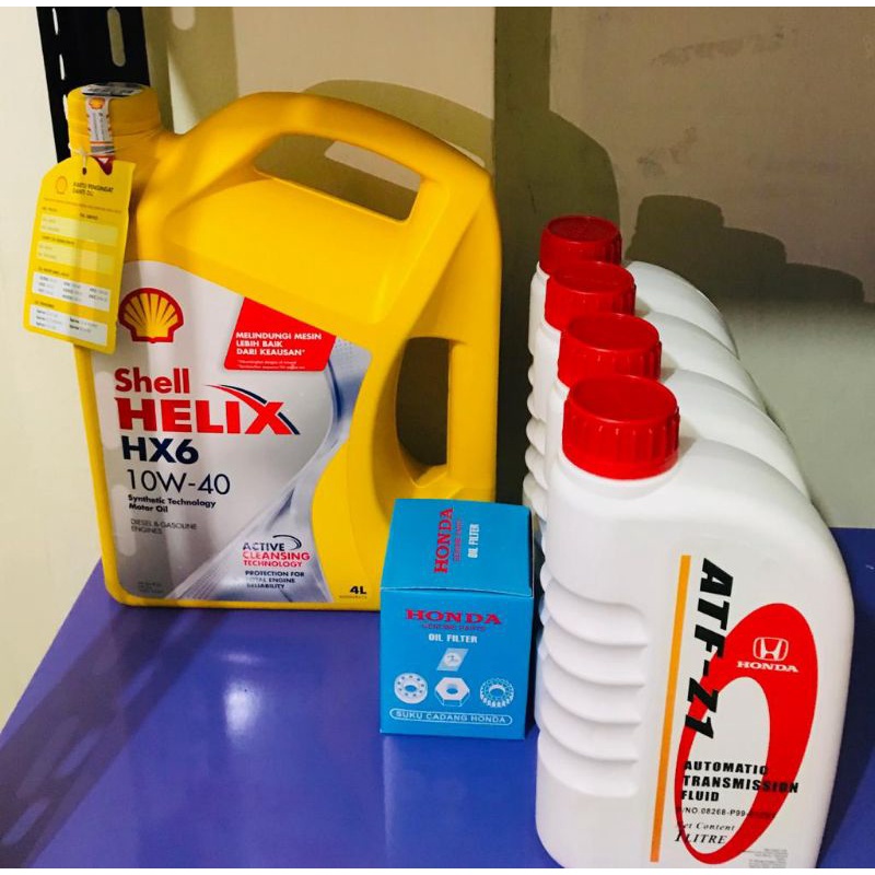 Jual paket filter oli Shell Helix HX6 10W 40 + oli matic Honda ATF Z1 ...