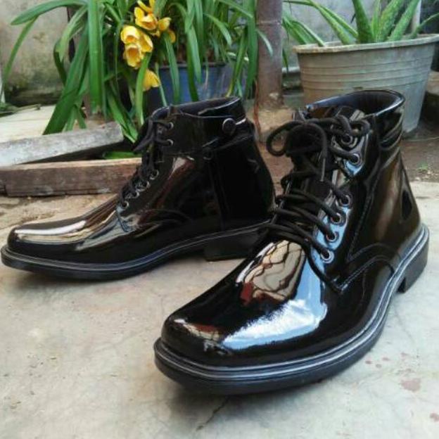 Jual Sepatu pdh pria model tali hidup resleting hitam glos - pdh ...