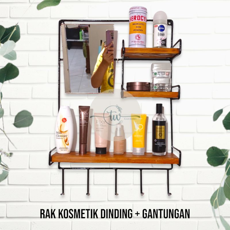 Jual RAK KOSMETIK DINDING 3 SUSUN + CERMIN (DENGAN PEMBATAS) SERTA ADA ...