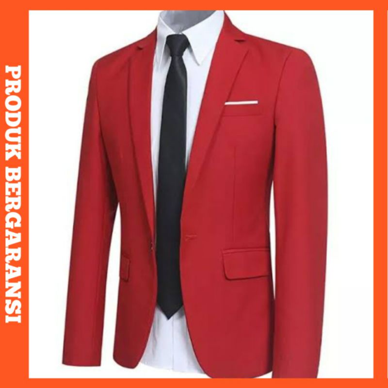 Jual Jas Blazer Pria Setelan Jas Formal Merah Slimfit | Shopee Indonesia
