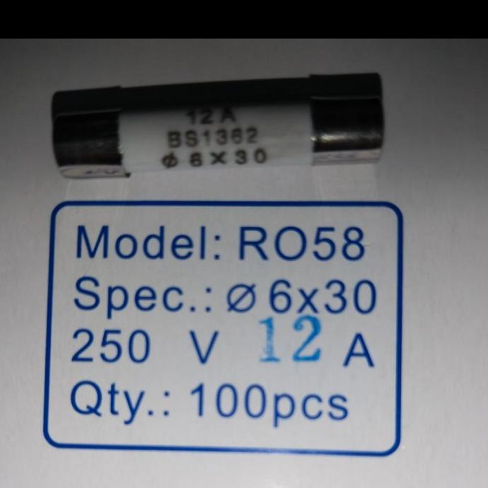 Jual FUSE Keramik 12A 12 Amper 250V Fius 6x30mm Sekring Sekring Ceramic ...