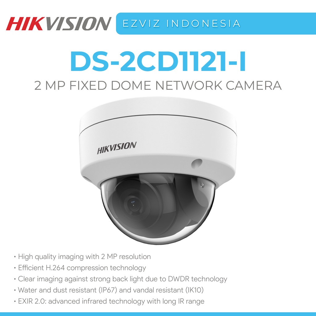 Jual HIKVISION DS-2CD1121-I Hikvision 2 MP Fixed Dome Network Camera | Shopee Indonesia