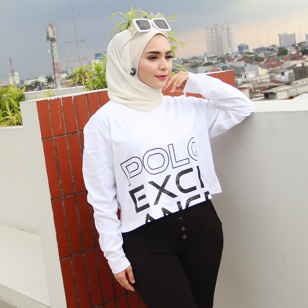 Jual Dimensi Baru Crop Top Oversize Polo Exchange Lengan Panjang 24s ...