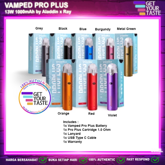 Jual Vamped Pro Plus 13W 1000mAh Pod Kit Authentic Pods by Aladdin x ...