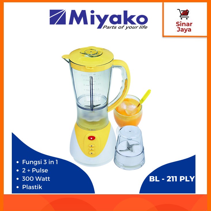 Jual MIYAKO BL-211 PLY Blender Plastik 1.5 Liter (2in1) | Shopee Indonesia