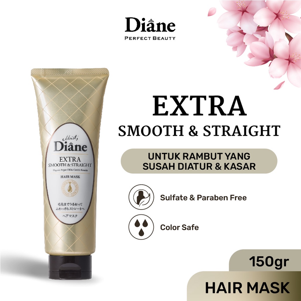 Jual Moist Diane Extra Smooth & Straight Hair Mask 150g (Made in Japan ...