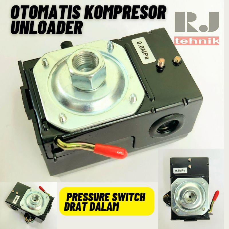 Jual Otomatis Pressure Switch Kompresor Angin Unloader Female 1 Way 1/2 ...