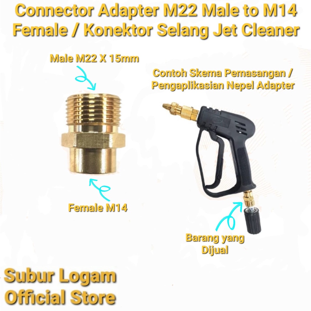 Jual Connector Adapter M22 Male to M14 Female Konektor Selang Jet ...