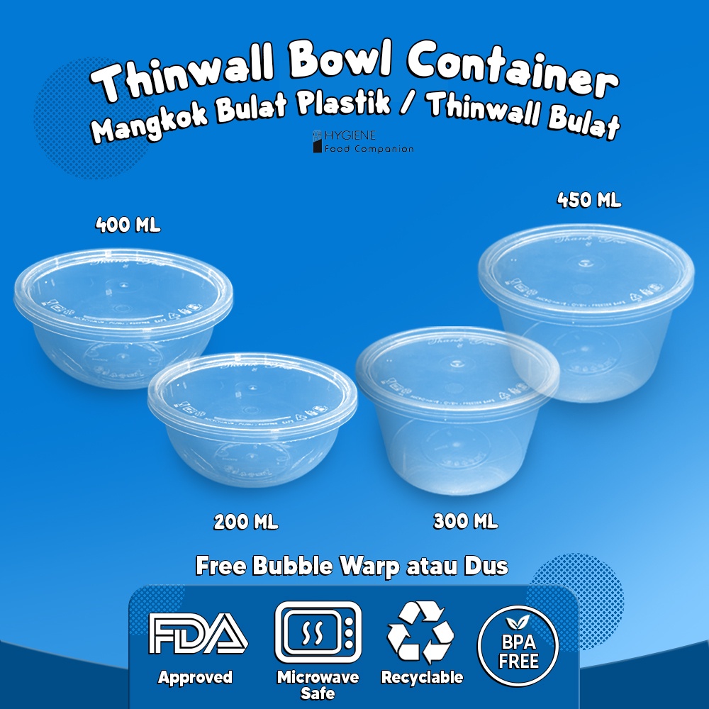 Jual THINWALL MANGKOK / THINWALL BOWL / THINWALL ROUND ALL SIZE 200-450 ML MURAH | Shopee Indonesia