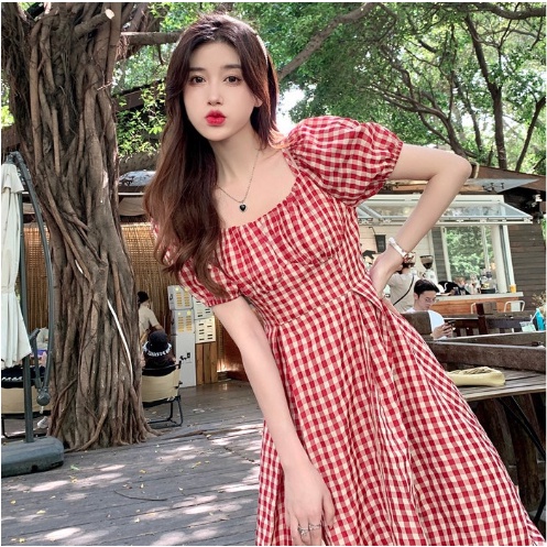 Jual Gingham Plaids Checks Midi Cottage Core Garden Dress in ...