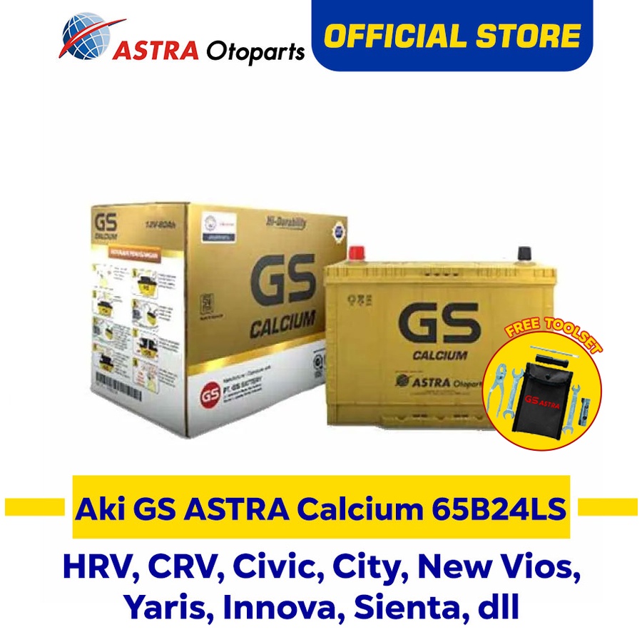 Jual GS ASTRA Calcium 65B24LS aki untuk mobil Honda HRV, CRV, City, Civic, Toyota New Vios ...
