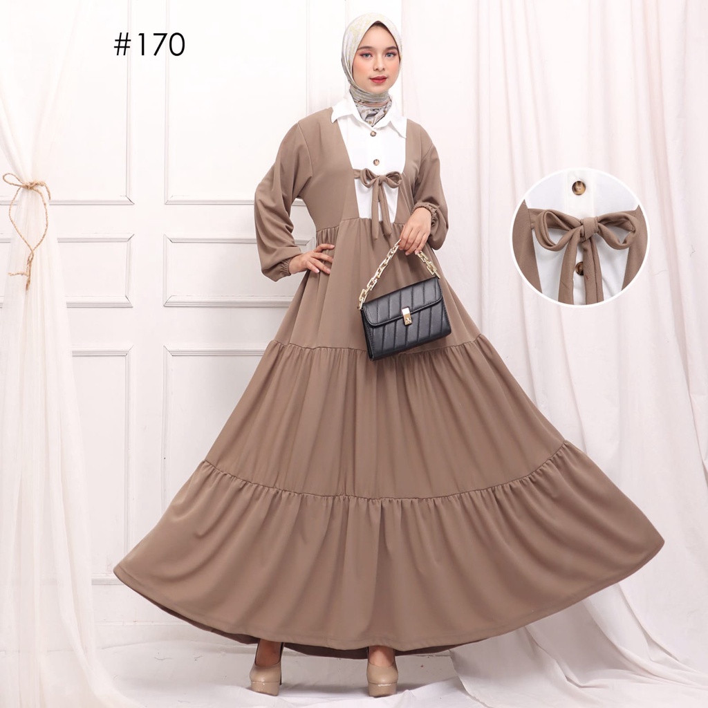 Jual Gamis busui model overal kerah kemeja rempel 3 susun bahan voxy ...