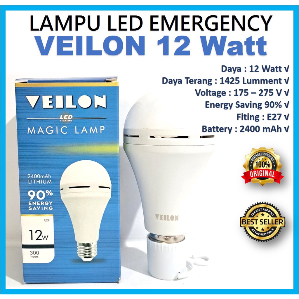 Jual Lampu Led Magic Veilon 12 Watt Emergency | Shopee Indonesia