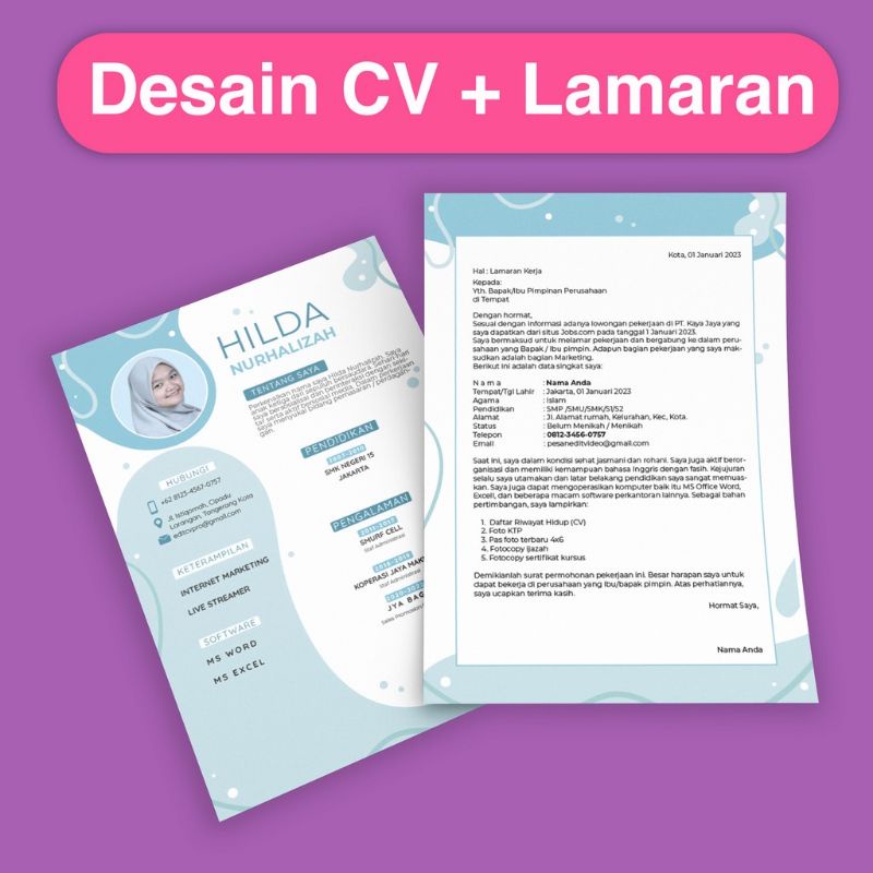 Jual Jasa Desain CV / Design Curriculum Vitae Profesional+ Surat Lamaran Kerja | Shopee Indonesia