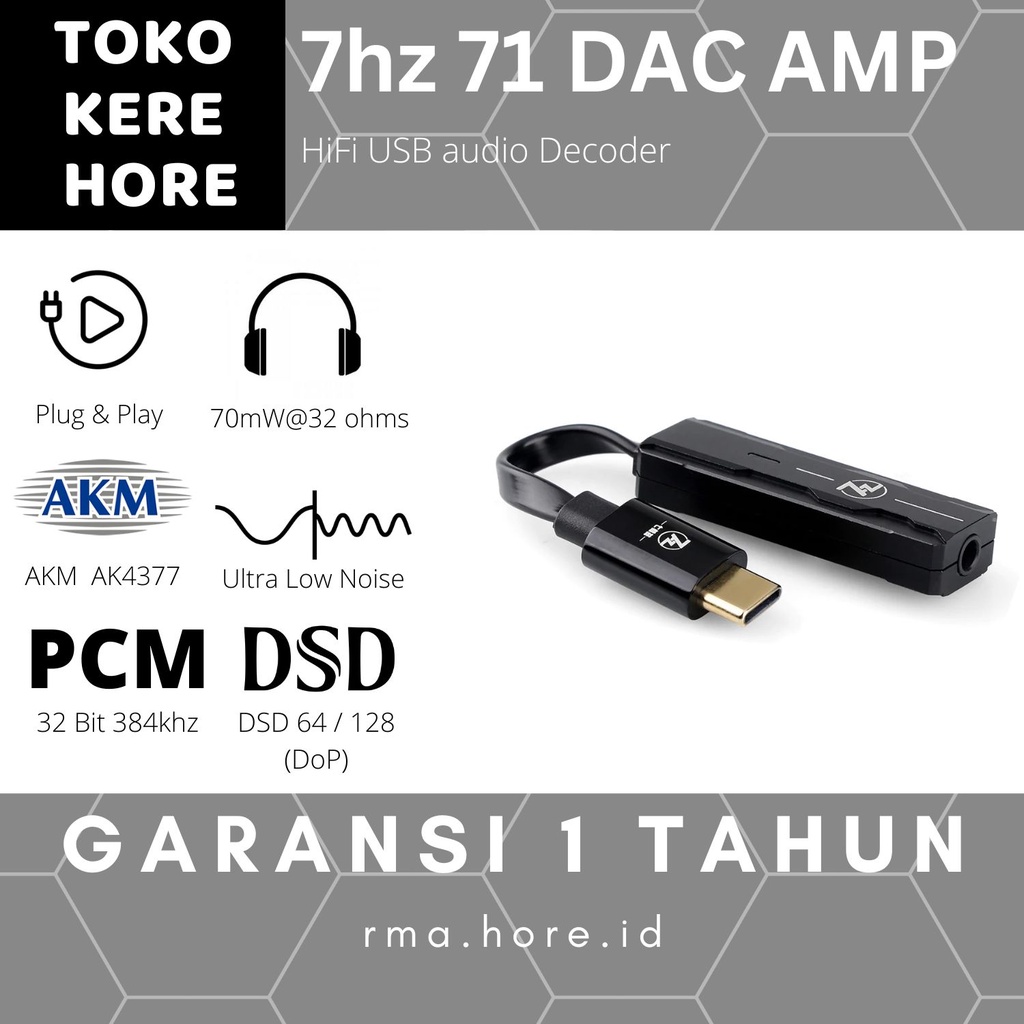Jual 7HZ Sevenhertz 71 AKM4377 USB DAC AMP USB-C Dongle | Shopee Indonesia