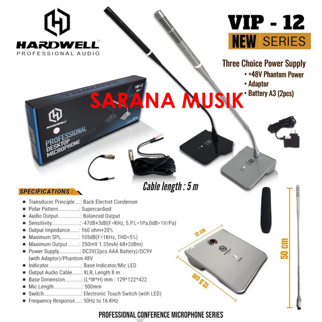 Jual Mic Meja Podium Hardwell VIP 12 / VIP12 Original Microphone Conference Hardwell VIP-12 ...