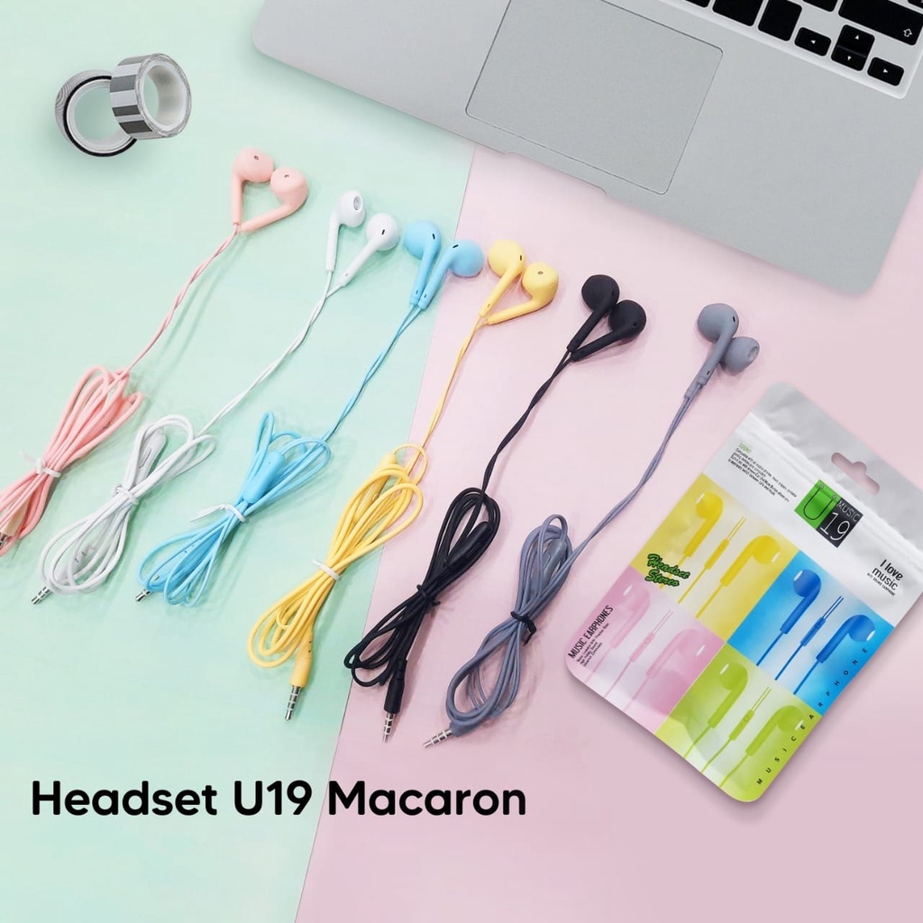 Jual HEADSET/HF/HANDSFREE MACARON U19 SUPER BASS JACK 3.5MM | Shopee ...