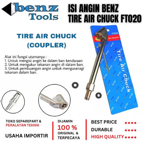 Jual Jual Kepala Inflator Isi Angin Tire Air Chuck BENZ FT 020 Tire Air ...