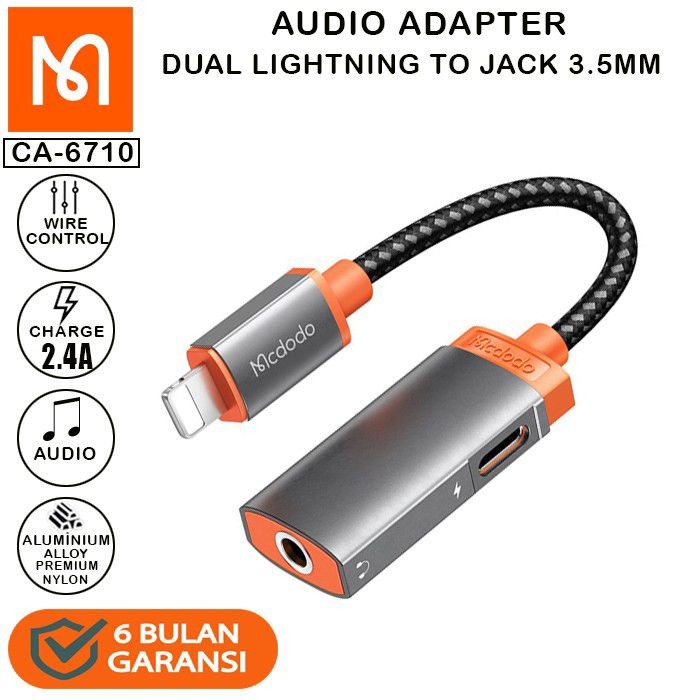 Jual MCDODO Converter Splitter CA 6710 Lightning + Jack 3.5mm Original | Shopee Indonesia