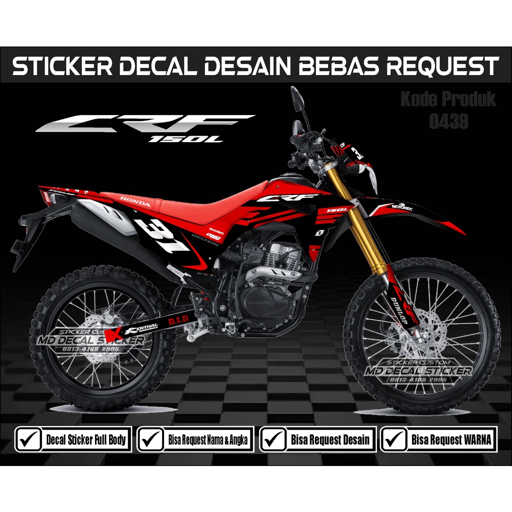 Jual 0439 Sticker Decal CRF 150 L full Body Terbaru - Stiker Decal CRF 150 L full Body - Sticker ...