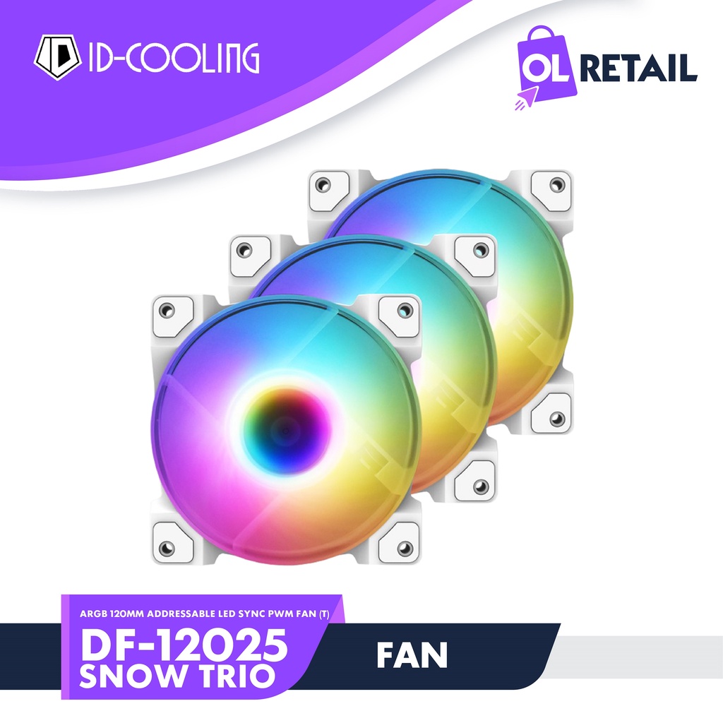 Jual Fan Casing ID-COOLING DF-12025 ARGB SNOW TRIO 120mm Addressable LED | Shopee Indonesia