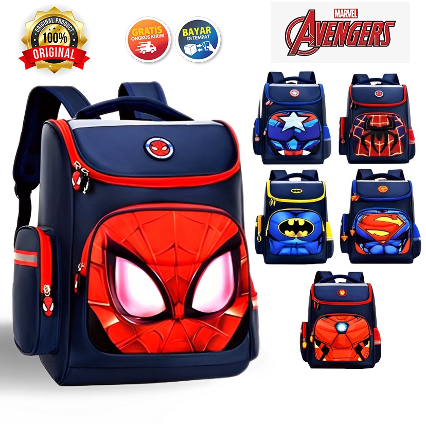 Jual Tas Sekolah SD-SMP Ransel Anak Laki-Laki Tas Anak Import Karakter Superhero 3D Emboss ...