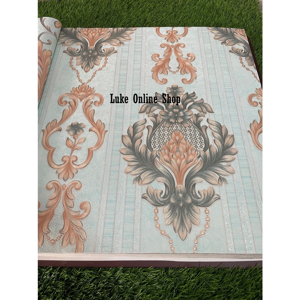 Jual Wallpaper Dinding Motif Batik Ranting Garis Elegan Silver Merah ...